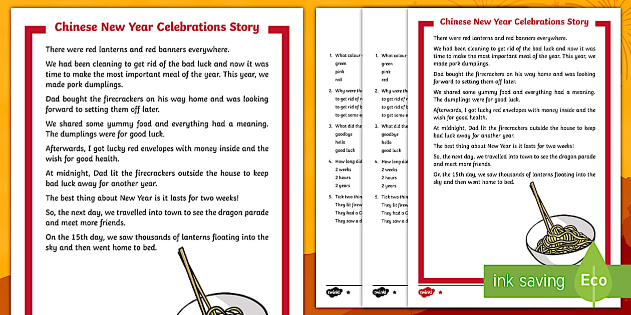 Chinese New Year Reading Comprehension KS1 (teacher made)