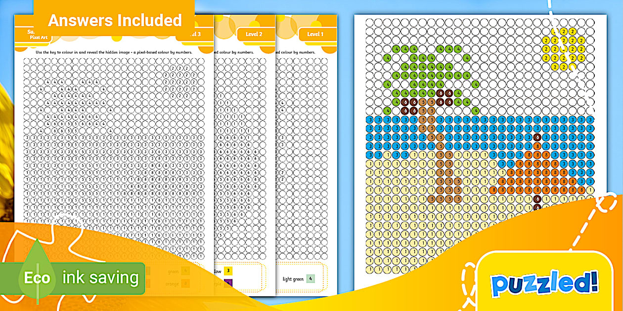 Summer Pixel Art Colouring Puzzle Pack | Twinkl Puzzled