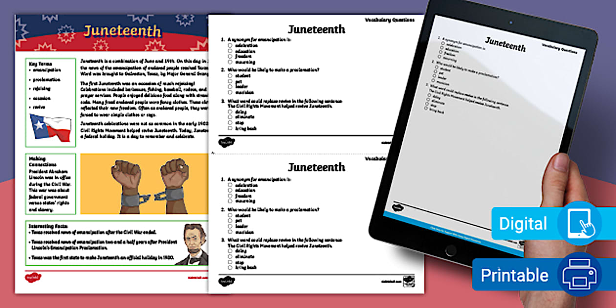 Fun Juneteenth Fact Sheet for 4th Grade | Twinkl USA