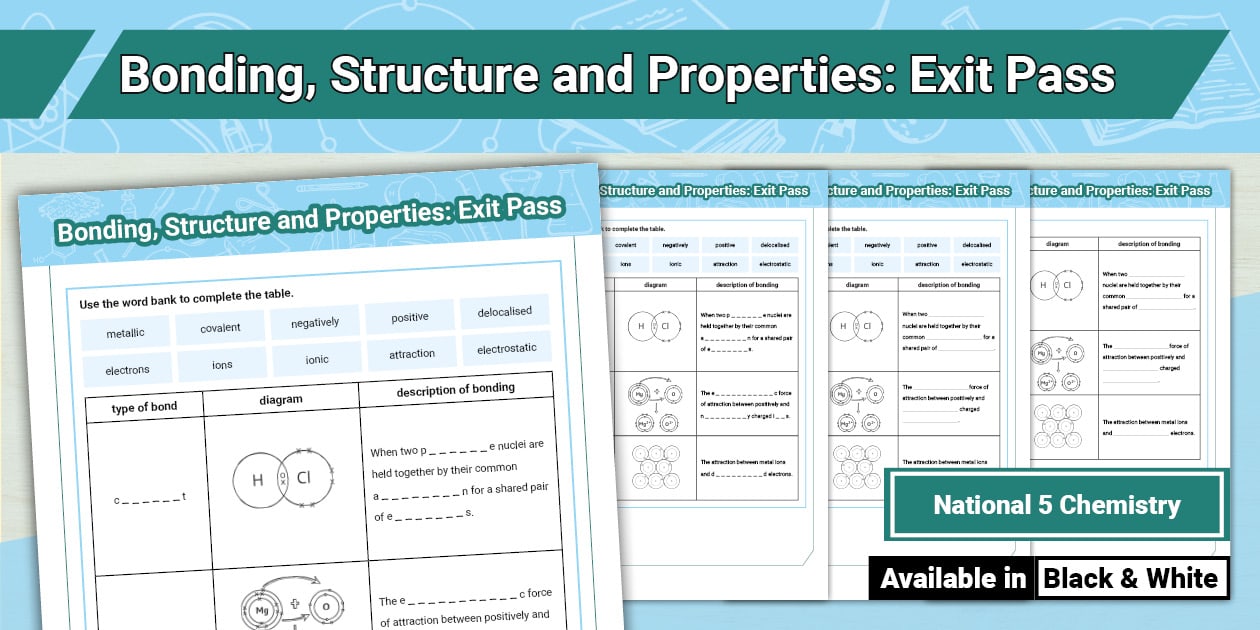 Bonding, Structure and Properties Exit Passes