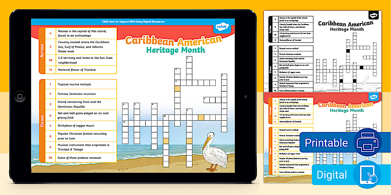 Caribbean Crossword | Celebrate Heritage Month | Twinkl USA