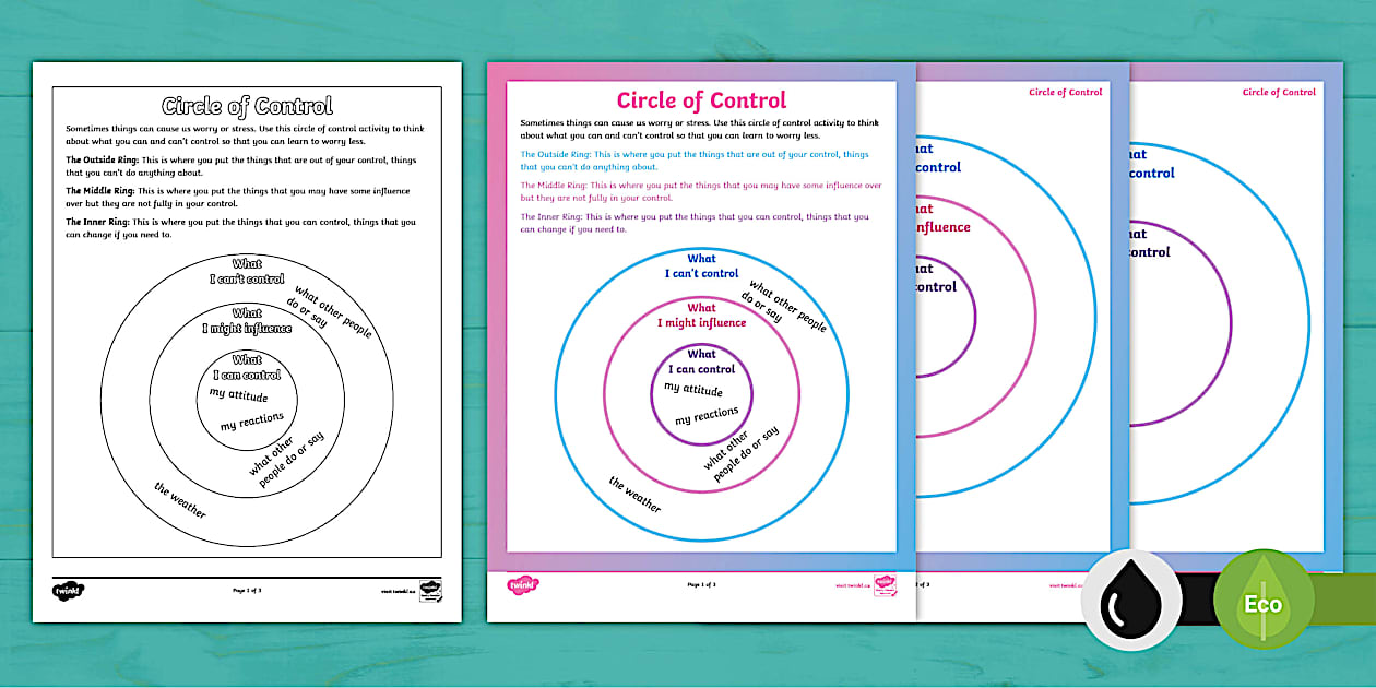 Circle of Control Worksheet - Emotional Regulation Activity
