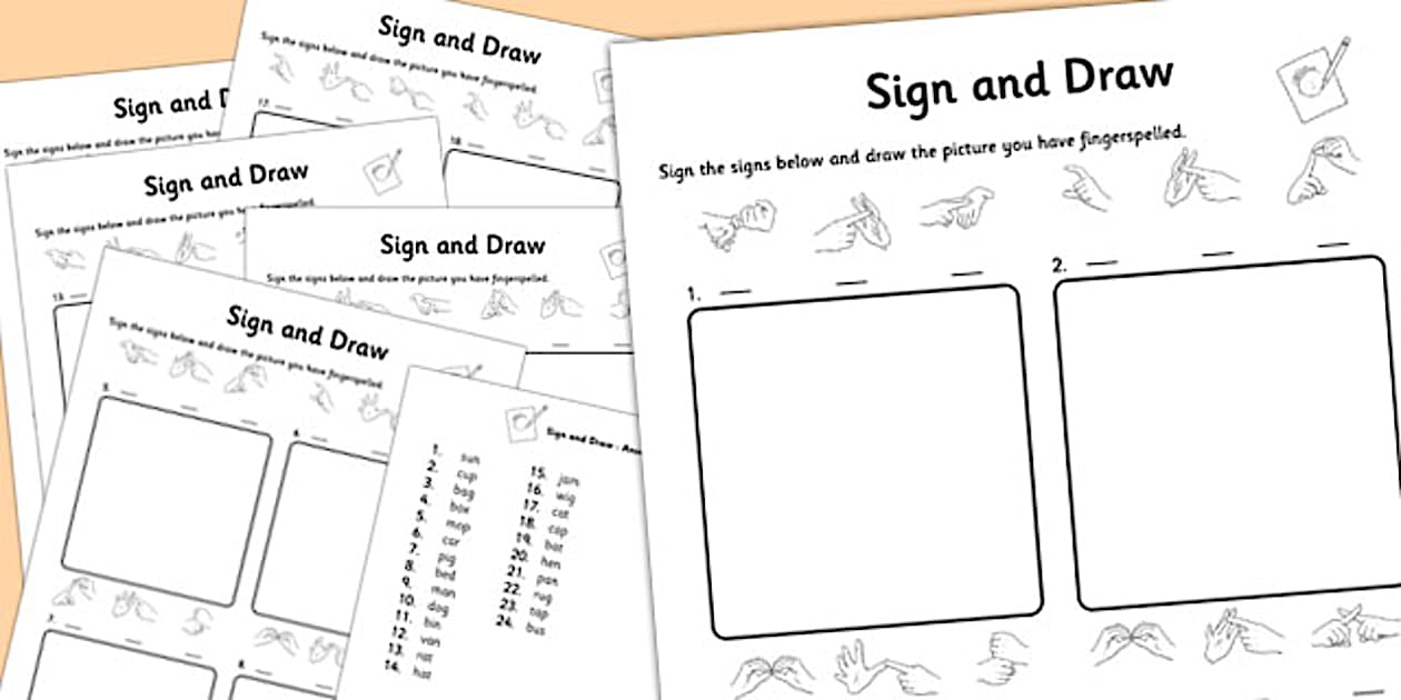British Sign Language Left Hand Alphabet Sign and Draw Worksheet
