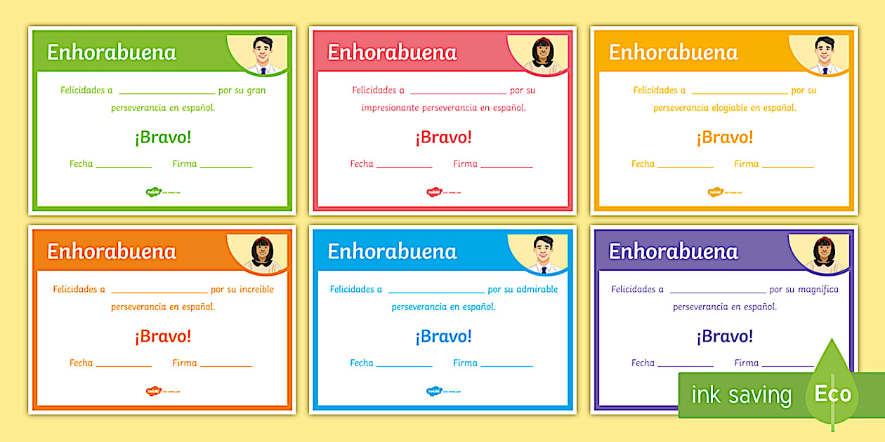 Editable End-of-Year Resilience Award Certificates Spanish