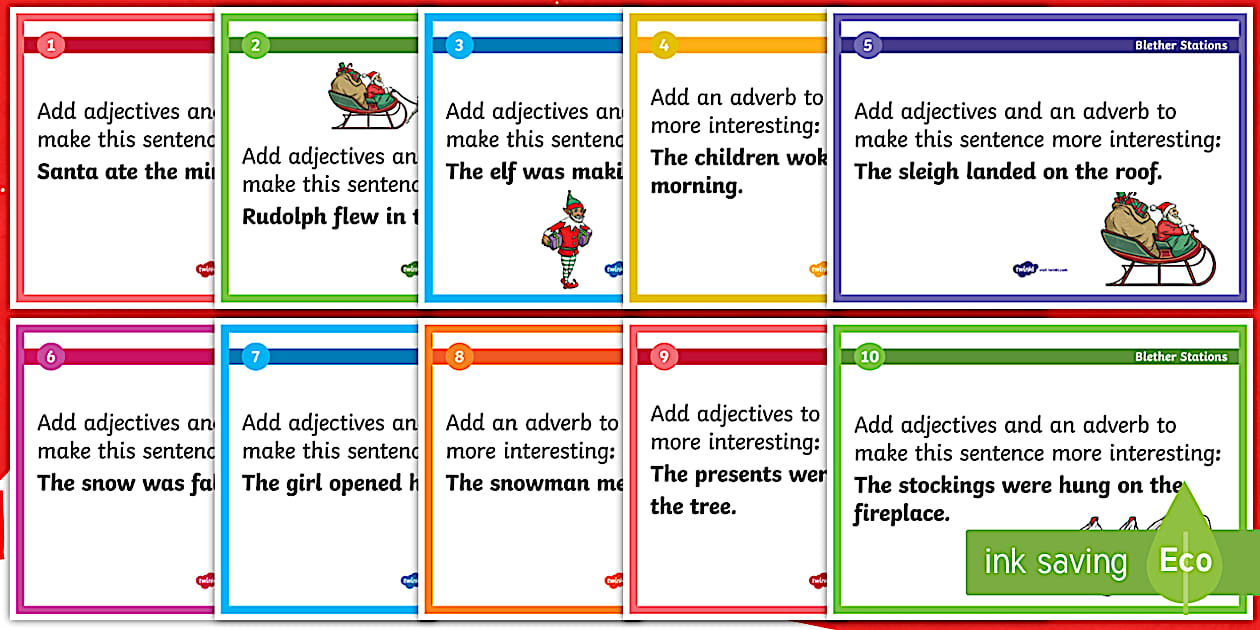 Christmas Adverbs and Adjectives - Themed Blether Stations