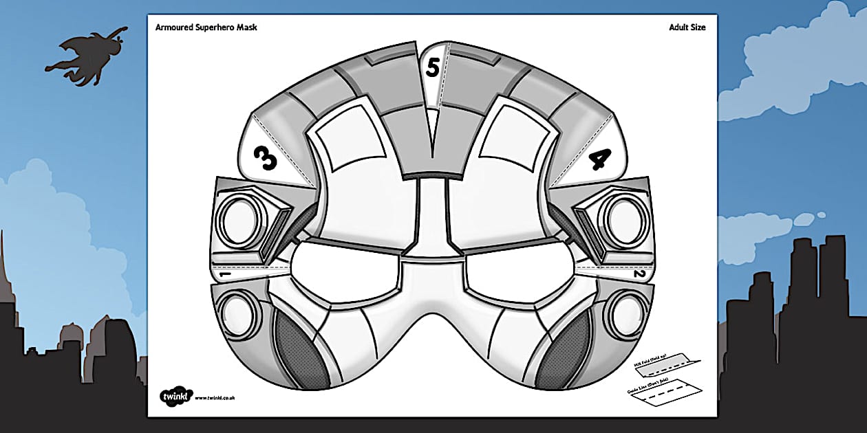 3D Armoured Superhero Mask Printable (teacher made) - Twinkl