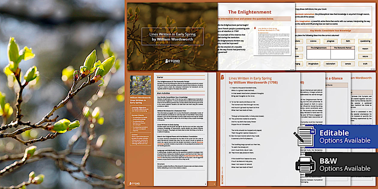 Lines Written in Early Spring by William Wordsworth - Twinkl