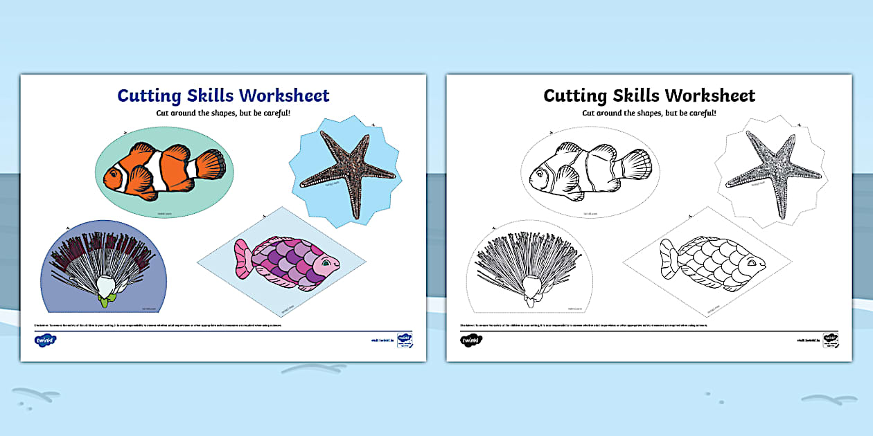 Fish Cutting Skills Activity (teacher made) - Twinkl