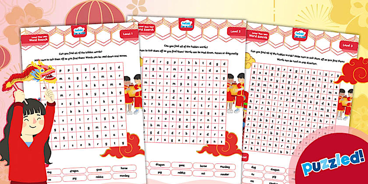 Lunar New Year Word Search Puzzle Pack | Twinkl Puzzled