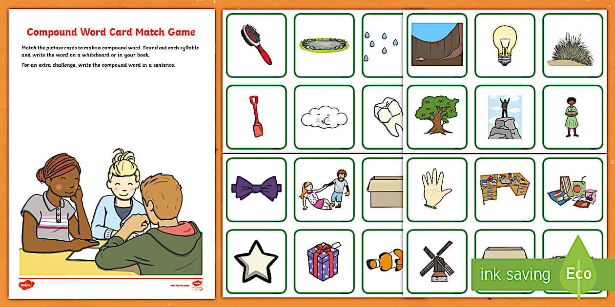Compound Word Picture Cards | Match Game | Primary Resource
