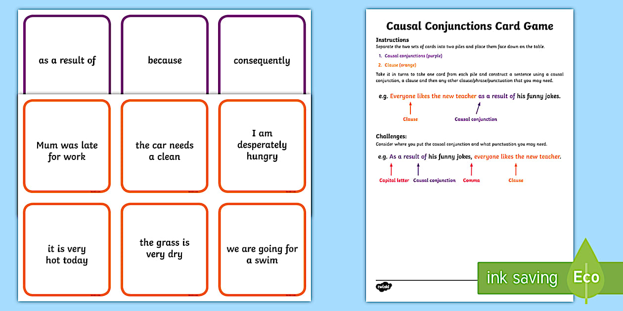 Causal Connectives Game - Primary Literacy Resources