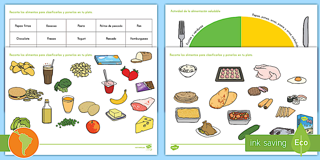 Actividad de clasificar: La alimentación sana - Twinkl