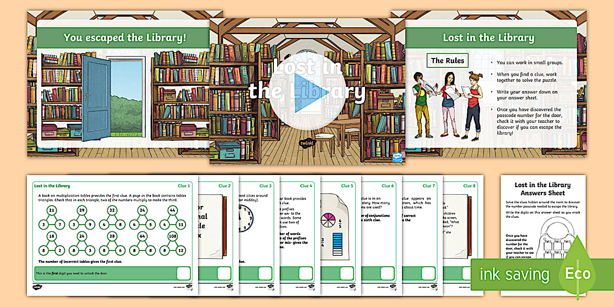 Year 3 Escape the Library World Book Day Game (teacher made)