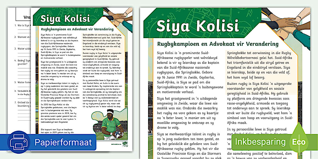 Siya Kolisi: Rugbykampioen en Advokaat vir Verandering Begripstoets