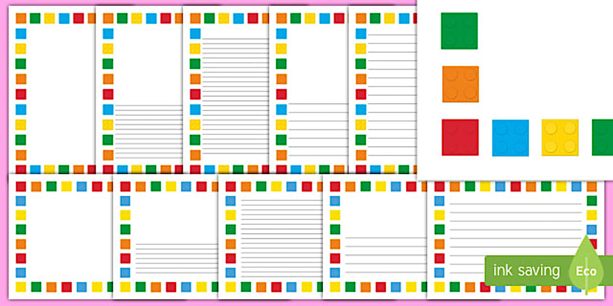 Black and White Building Bricks Themed Page Borders - Twinkl