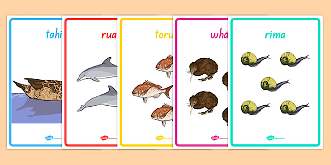 Māori Numbers 1-10 Animals Display Poster - Twinkl