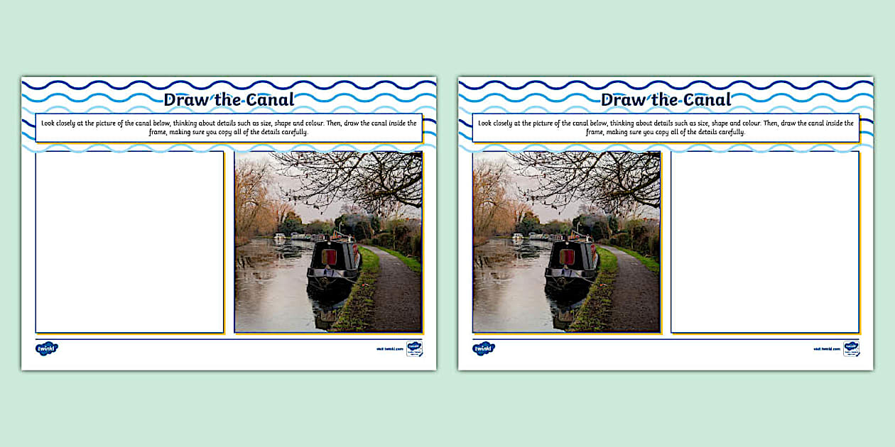 Draw the Canal Worksheet - Twinkl Art (teacher made)