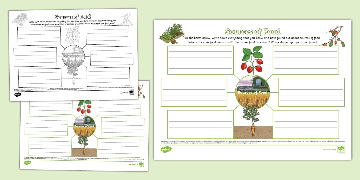 Sources of Food Mind Map - Twinkl Mind Maps (teacher made)