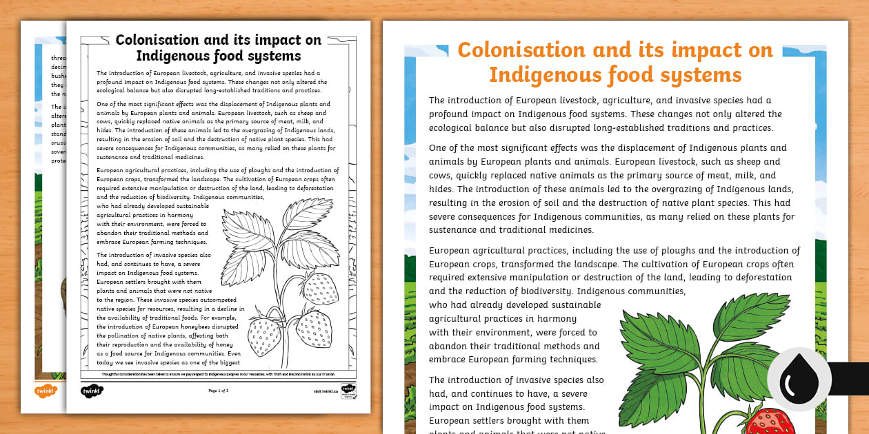 FREE! - Colonisation + Its Impact on Indigenous Food Systems Reading