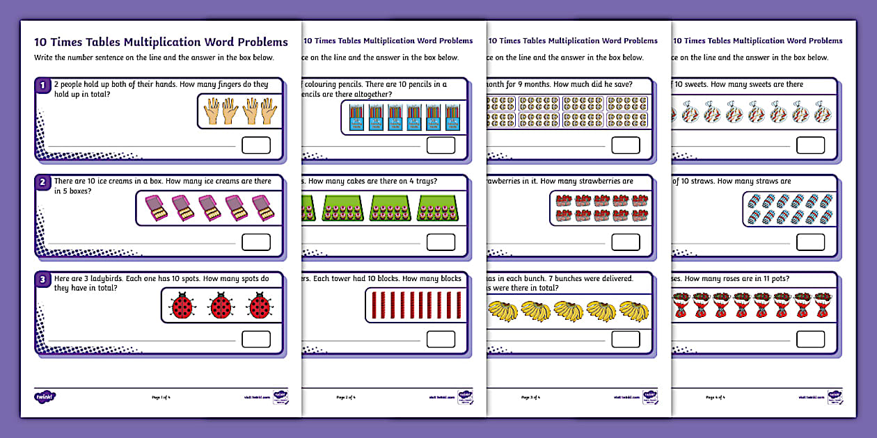 👉 10 Times Tables - Multiplication Word Problems - Twinkl