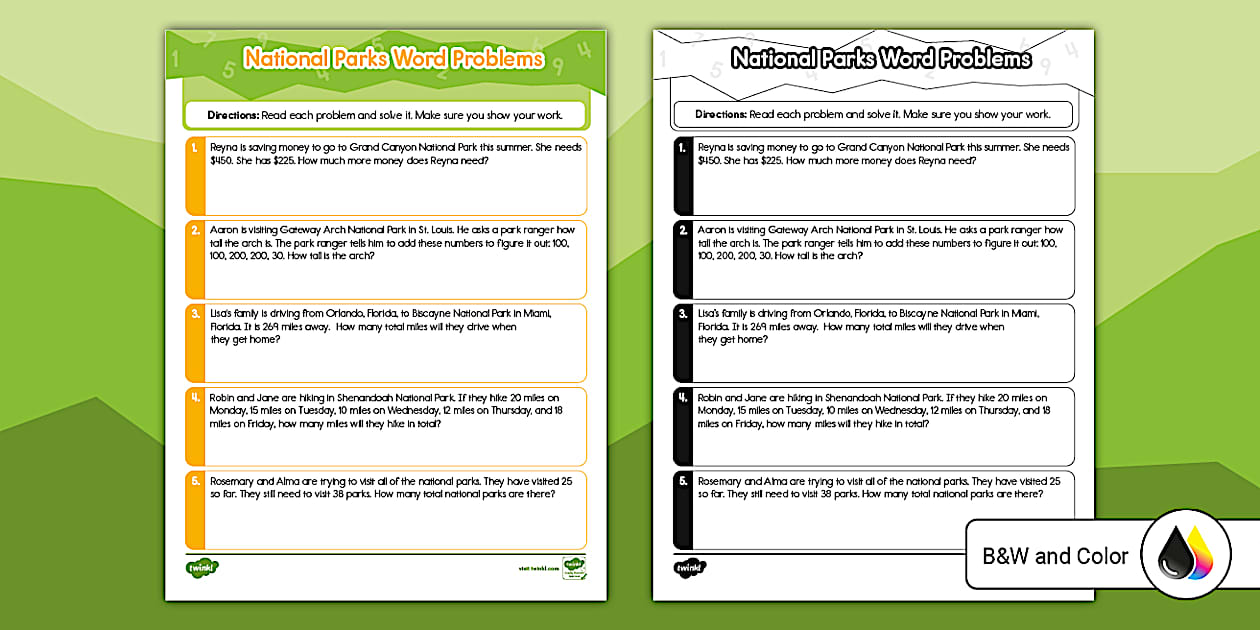 Fantastic U.S. National Parks Math Problems | Twinkl USA
