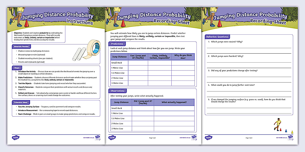Outdoor Maths: Jumping Distance Probability (teacher made)