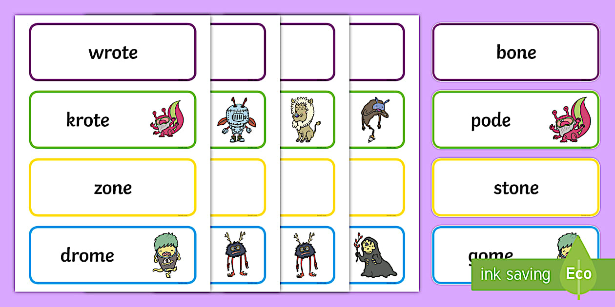 Editable Phase 5 'o-e' Split Digraph Flashcards Real and Nonsense Words