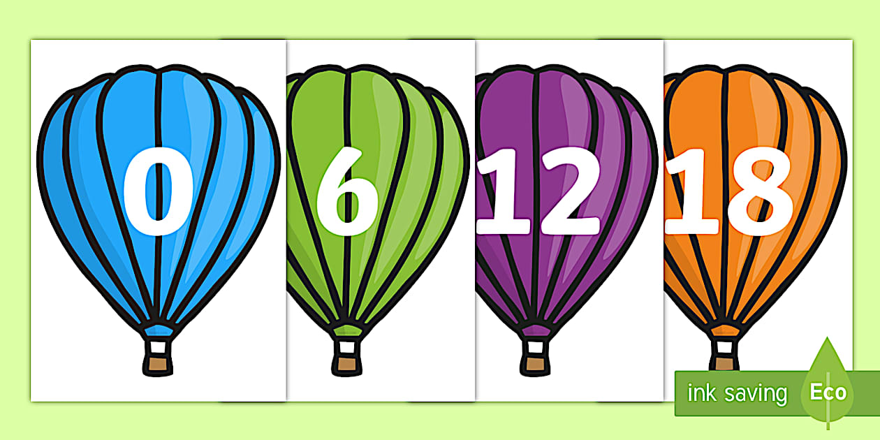 Counting in 6s on Plain Hot Air Balloons Display Activity