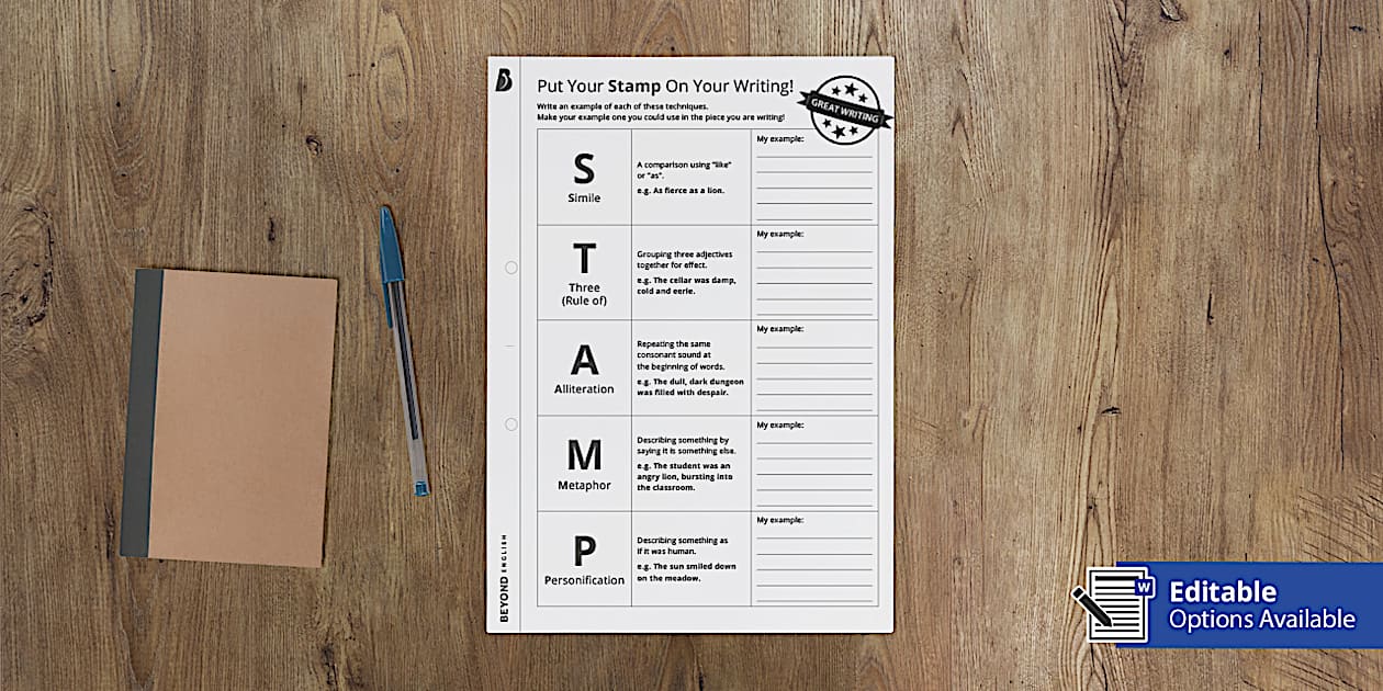 GCSE Put Your STAMP On Your Writing Worksheet / Worksheet