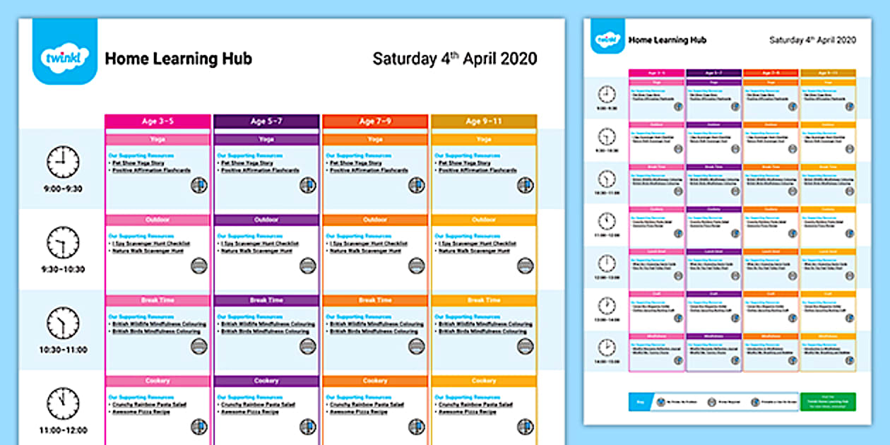 Home Learning Hub Daily Plan Saturday 4th April - Twinkl