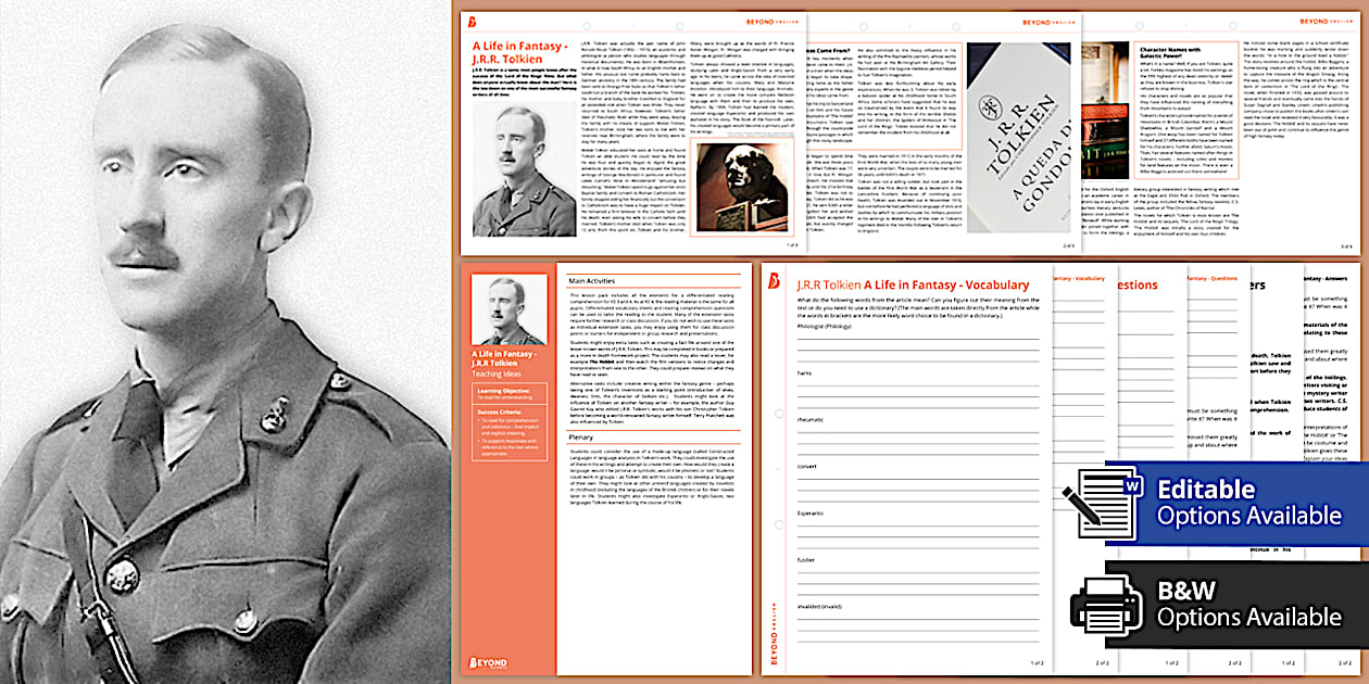 Literary Lives JRR Tolkien | Reading Comprehension | Beyond