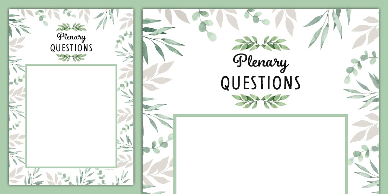 Muted Botanical Themed Plenary Questions Display Poster