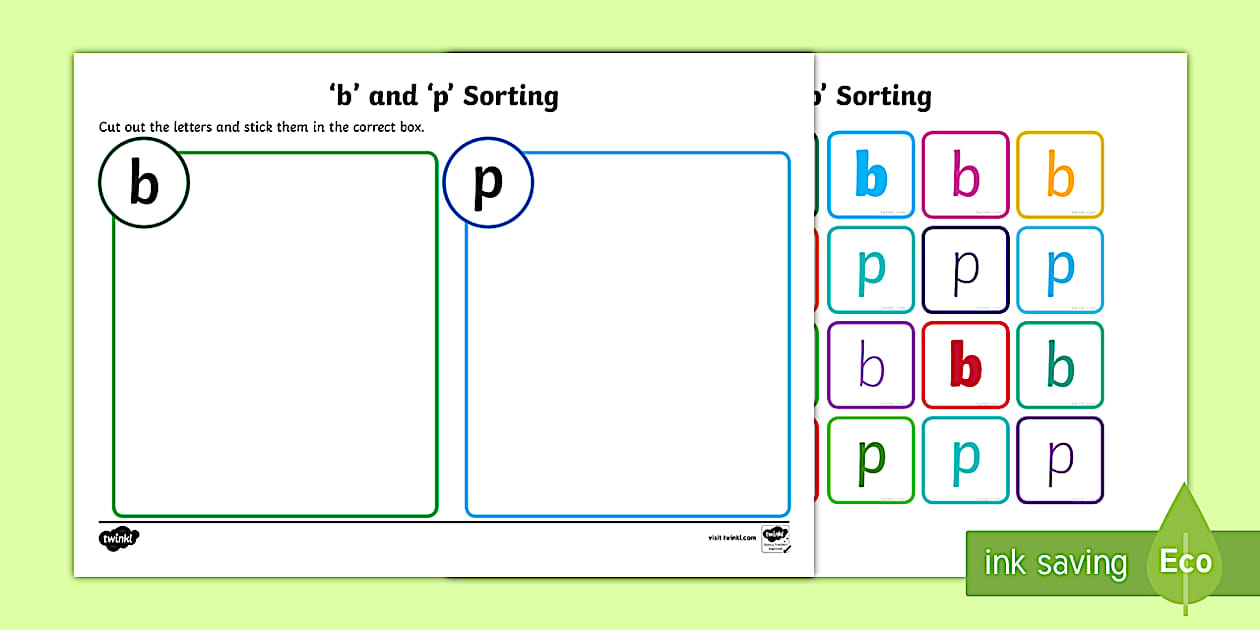 Lowercase b and p Confusing Letter Sorting Activity - Twinkl