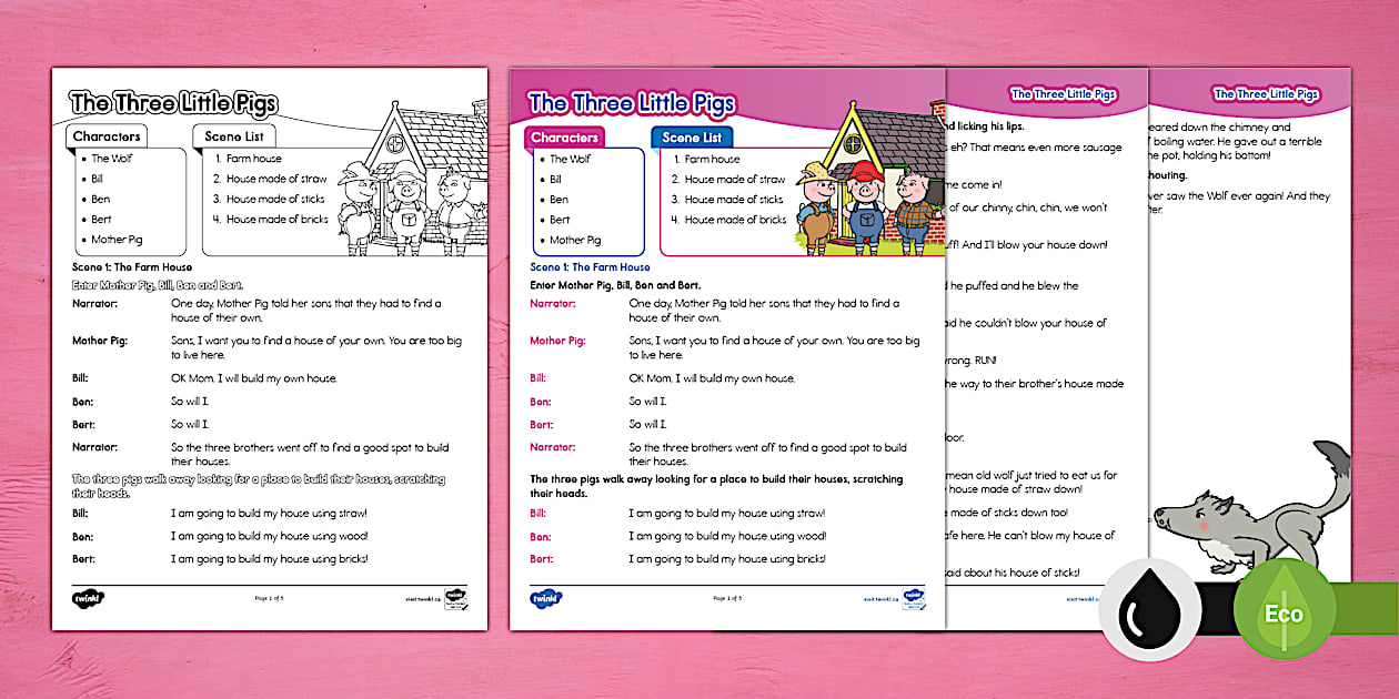 Fluency Canada - Three Little Pigs Reader's Theatre - Twinkl