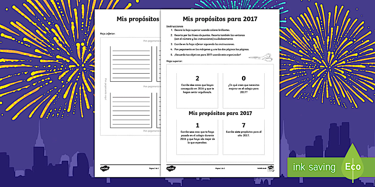 Mis propósitos de Año Nuevo - Manualidad (teacher made)