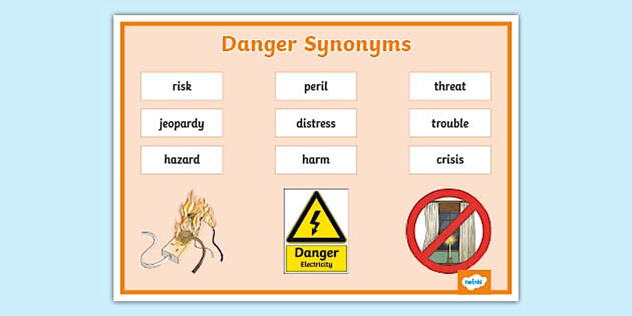 Danger Synonyms Word Mat (teacher made) - Twinkl
