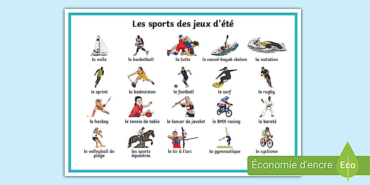 French: Summer Games Word Mat
