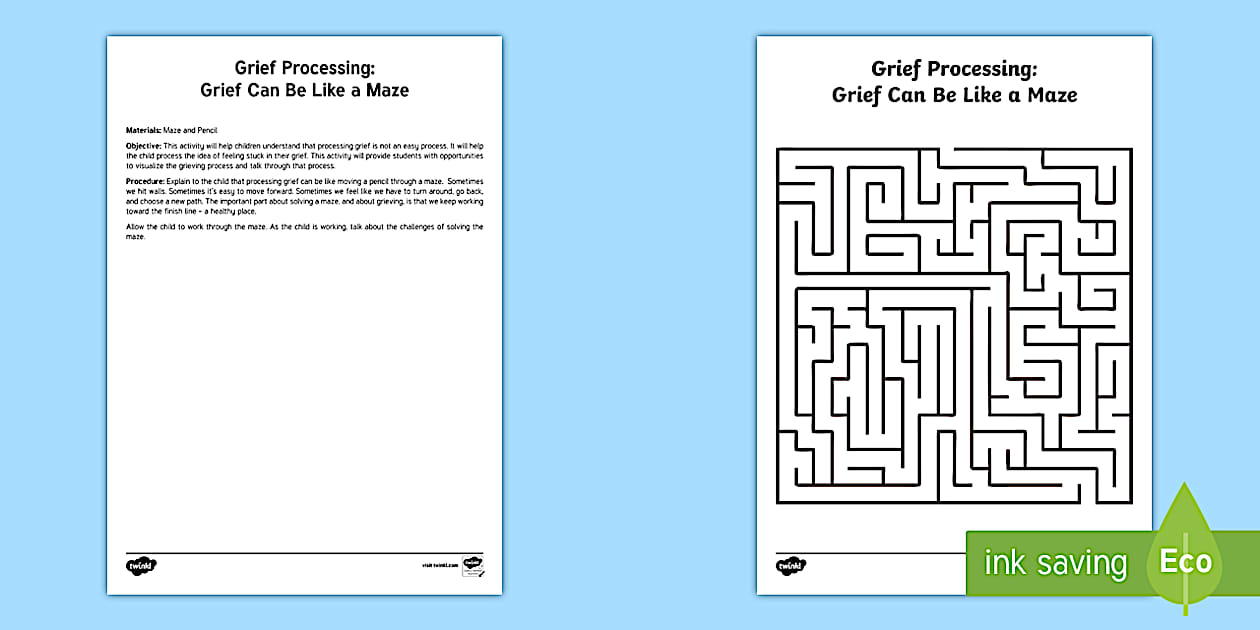 Processing Grief Maze Worksheet - Twinkl