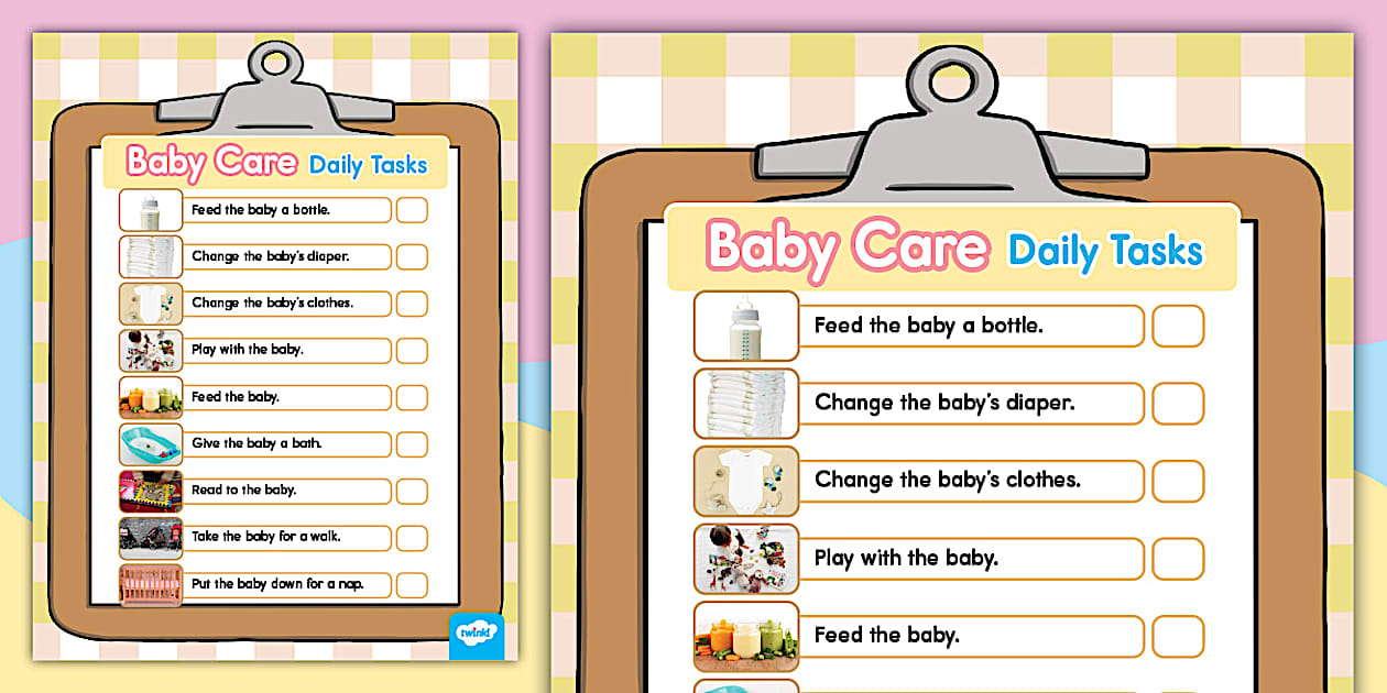 Baby Nursery Dramatic Play Baby Care Daily Tasks Chart