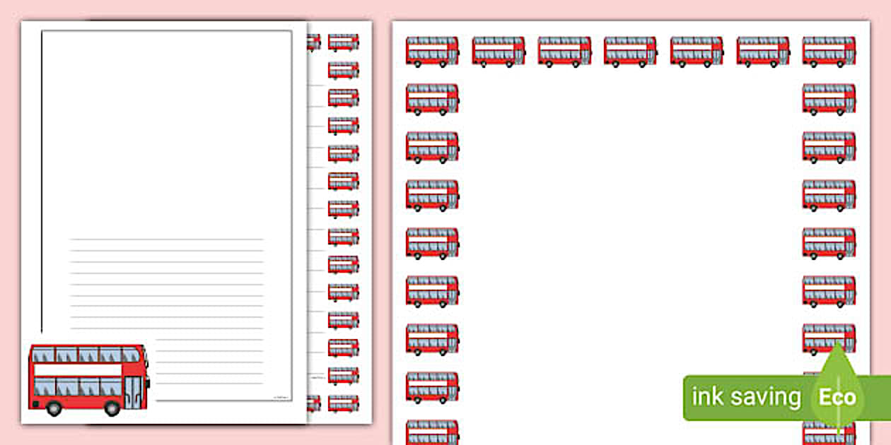 Bus Writing Template – Portrait Page Borders - Twinkl