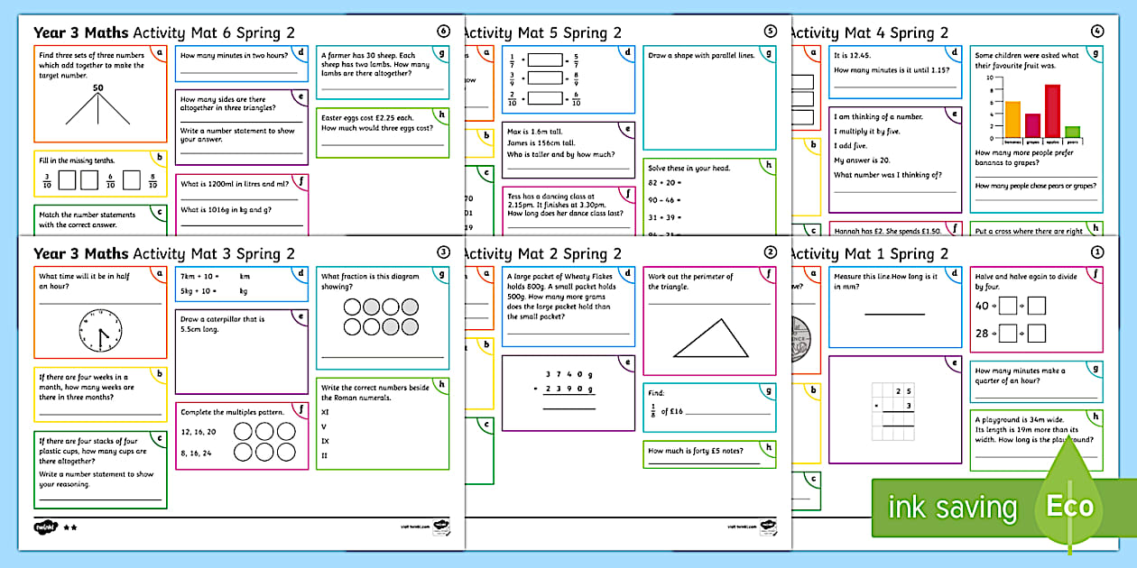 Editable Year 3 Spring 2 Maths Activity Mats (teacher made)