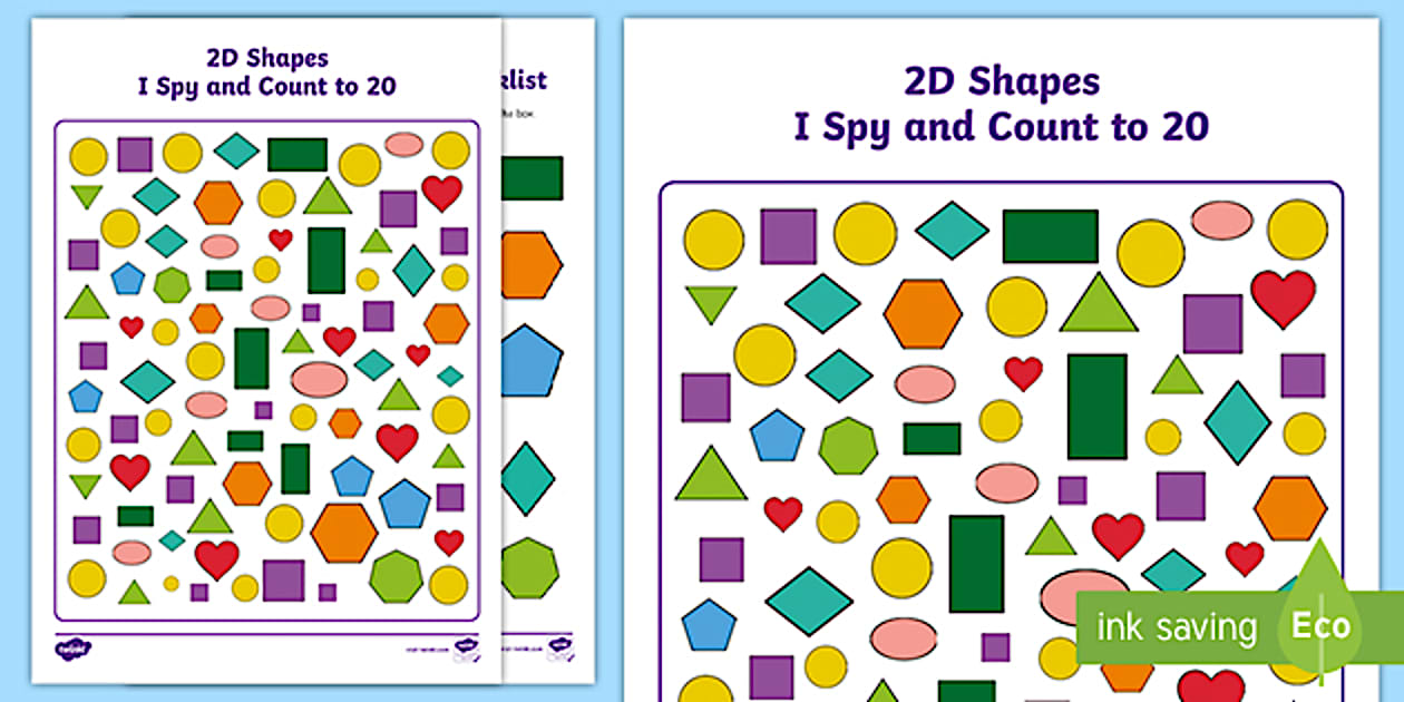 Editable 2D Shape I Spy and Count Activity to 20 - Twinkl