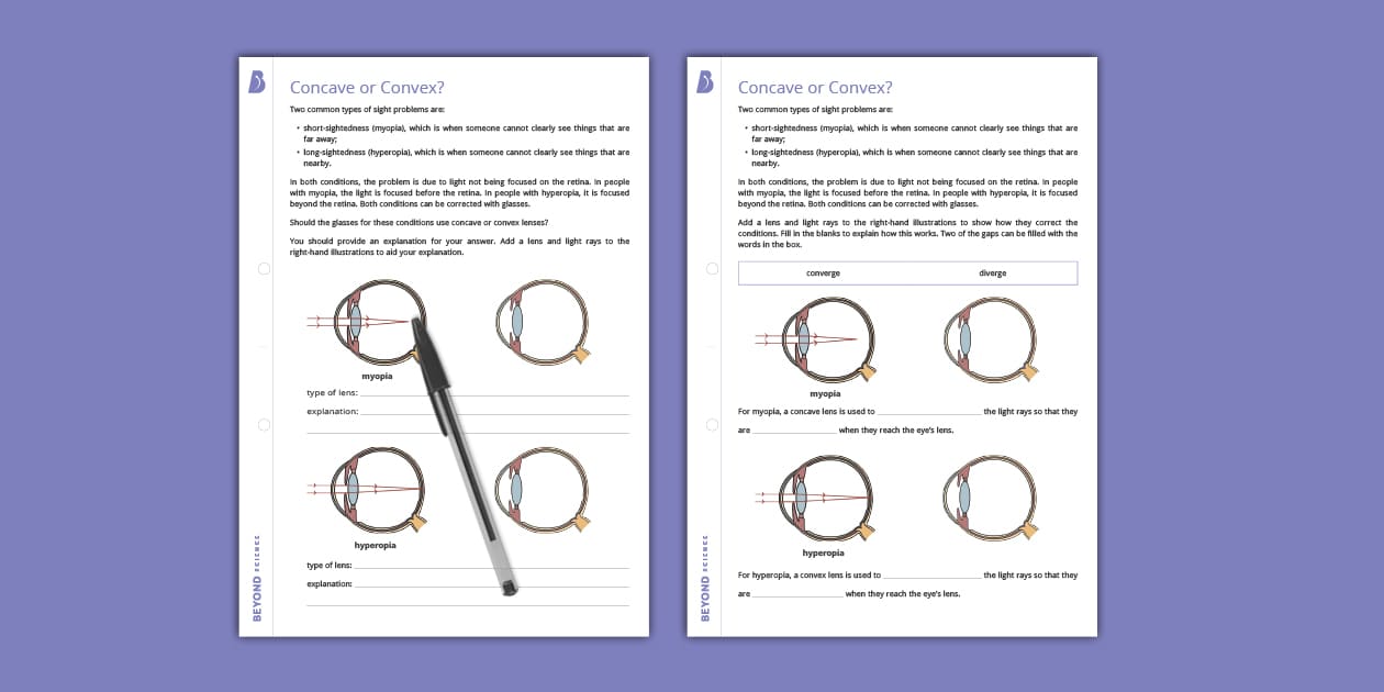 Concave or Convex Worksheet | KS3 Physics | Beyond Science