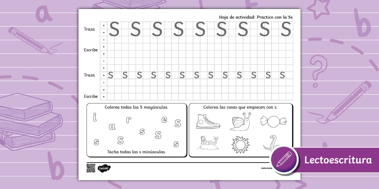 Hoja de actividad: Practico con la Ss (teacher made)