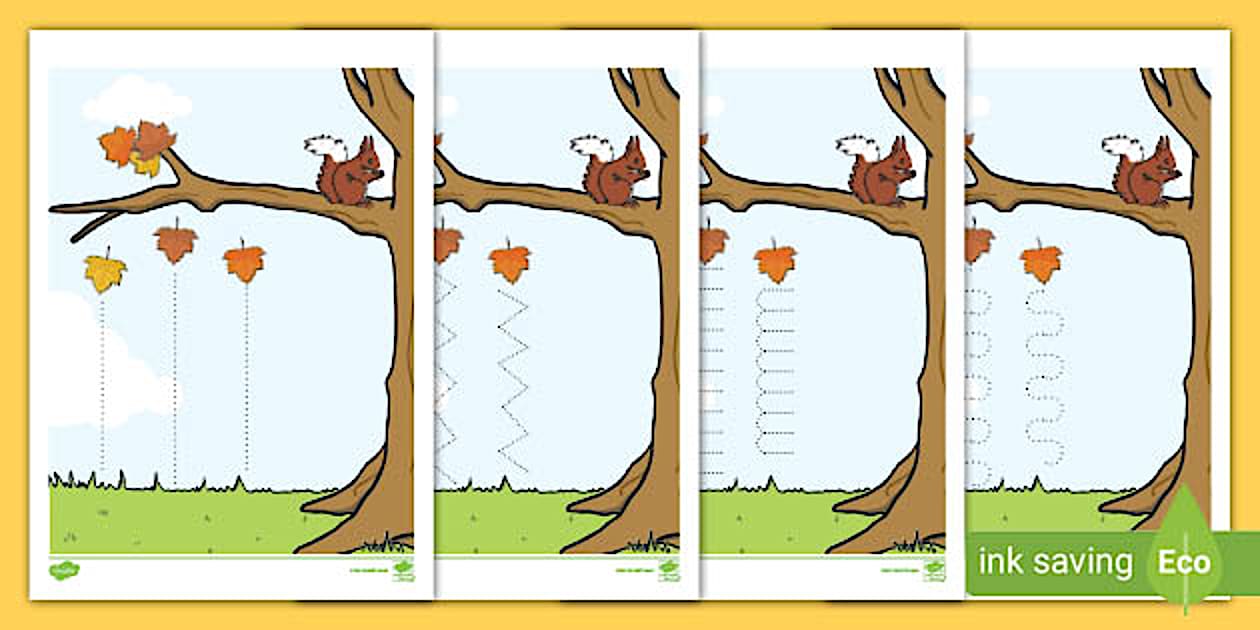 Autumn Pencil Control Worksheet | Letter Formation Practice