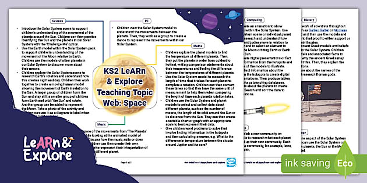 KS2 LeARn & Explore Teaching Topic Web: Space (teacher made)