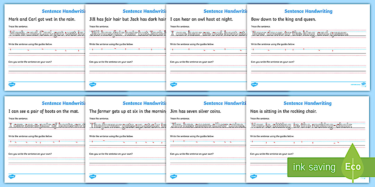 Editable Australian Phase 3 Sentence Handwriting Sheets