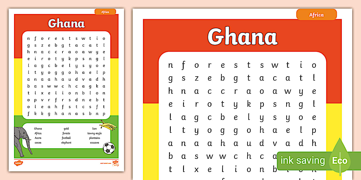 KS1 Ghana Word Search
