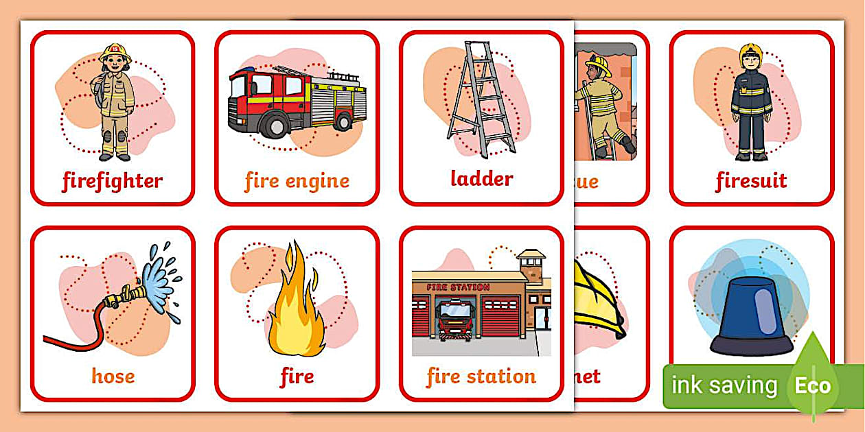 Firefighter Flashcards ELC (teacher made) - Twinkl