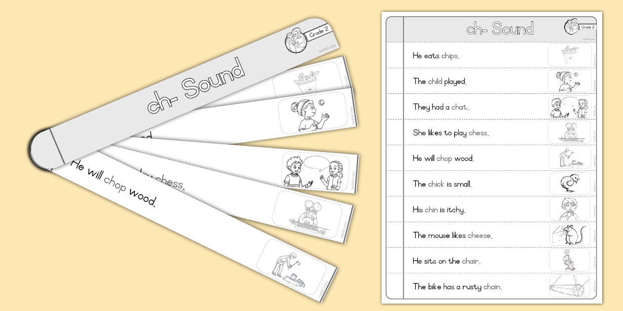 Grade 2 Phonics Reading Strips ch- (Teacher-Made) - Twinkl